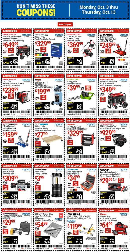 Harbor Freight Coupon Ad Oct 03 – Oct 13, 2022