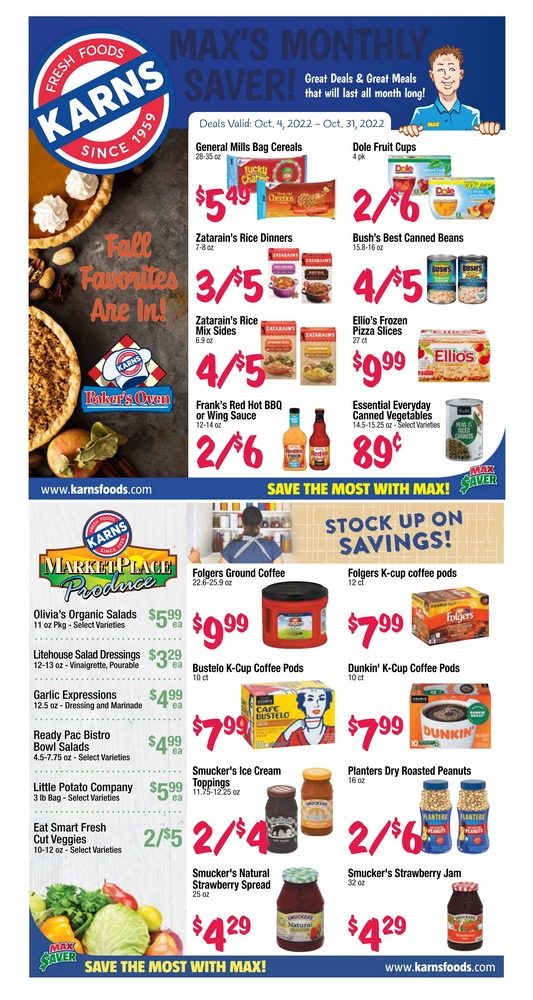 Karns Quality Foods Monthly Ad Oct 04 – Oct 31, 2022