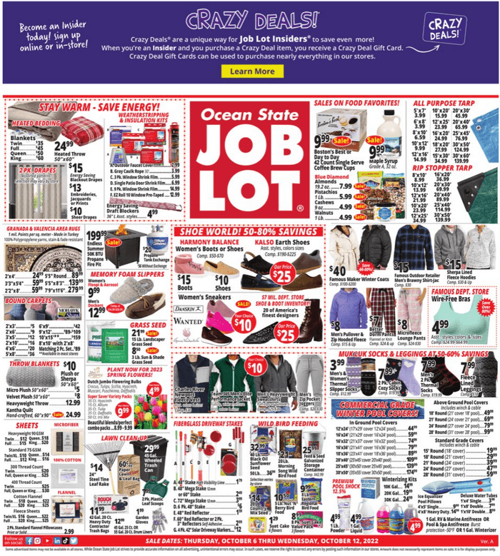Ocean State Job Lot Weekly Ad Oct 08 – Oct 12, 2022