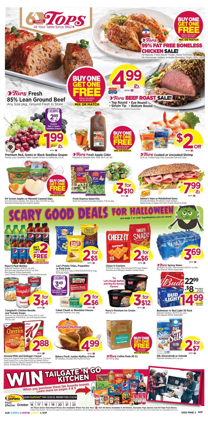 Tops Weekly Ad Oct 16– Oct 22, 2022 (Halloween Promotion Included)