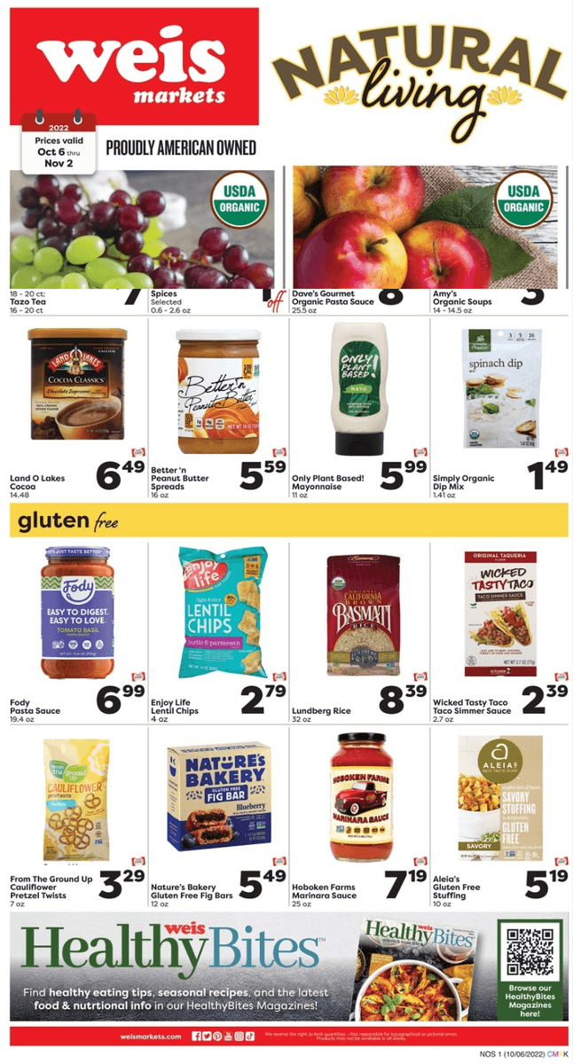 Weis Markets Weekly Sale Oct 06 – Nov 02, 2022