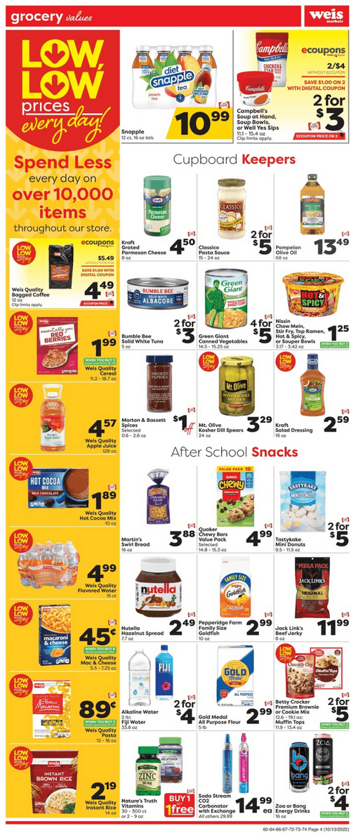 Weis Markets Weekly Sale Oct 13 – Oct 19, 2022