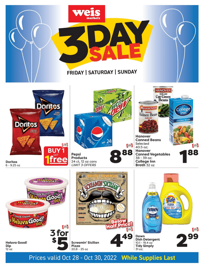 Weis Markets Three Day Ad Oct 28 – Oct 30, 2022