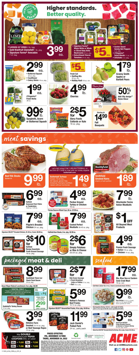 ACME Weekly Flyer Nov 18 – Nov 24, 2022 (Thanksgiving Promotion Included)