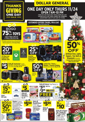 Dollar General Thanksgiving One-Day Ad