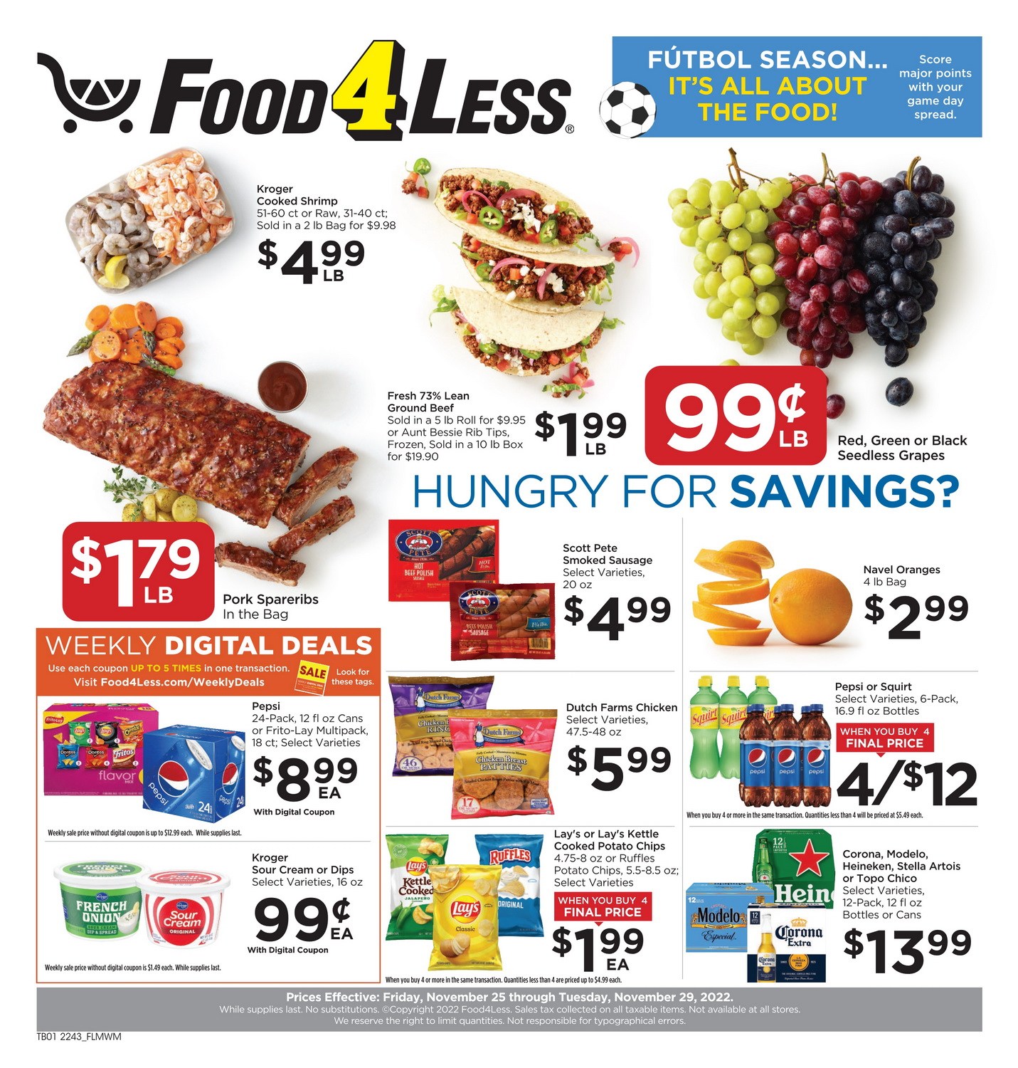 Food 4 Less Weekly Ad Nov 25 – Nov 29, 2022