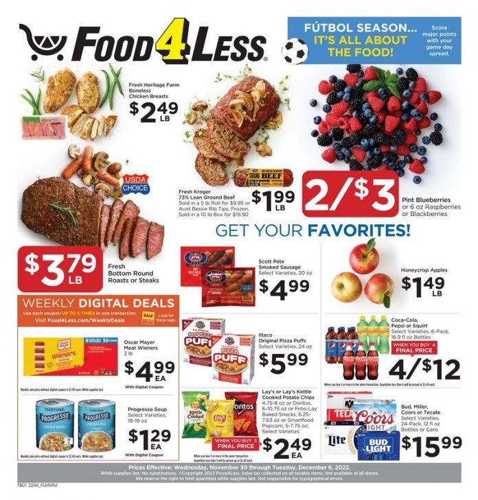 Food 4 Less Weekly Ad Nov 30 – Dec 06, 2022