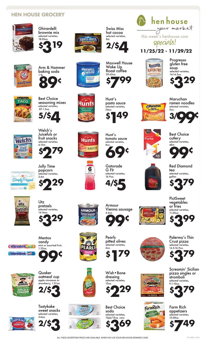 Hen House Weekly Ad Nov 25 – Nov 29, 2022