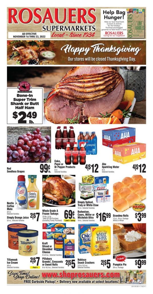 Rosauers Weekly Ad Nov 16 – Nov 23, 2022 (Thanksgiving Promotion Included)