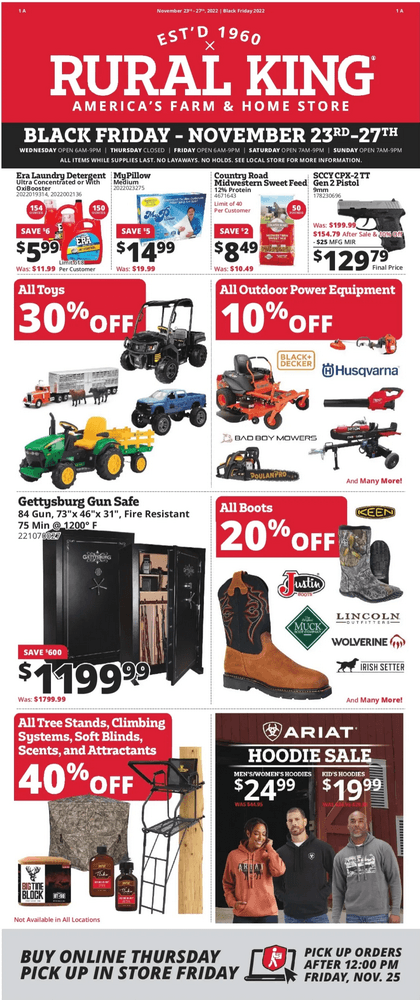 Rural King Black Friday Ad Nov 23 – Nov 27, 2022