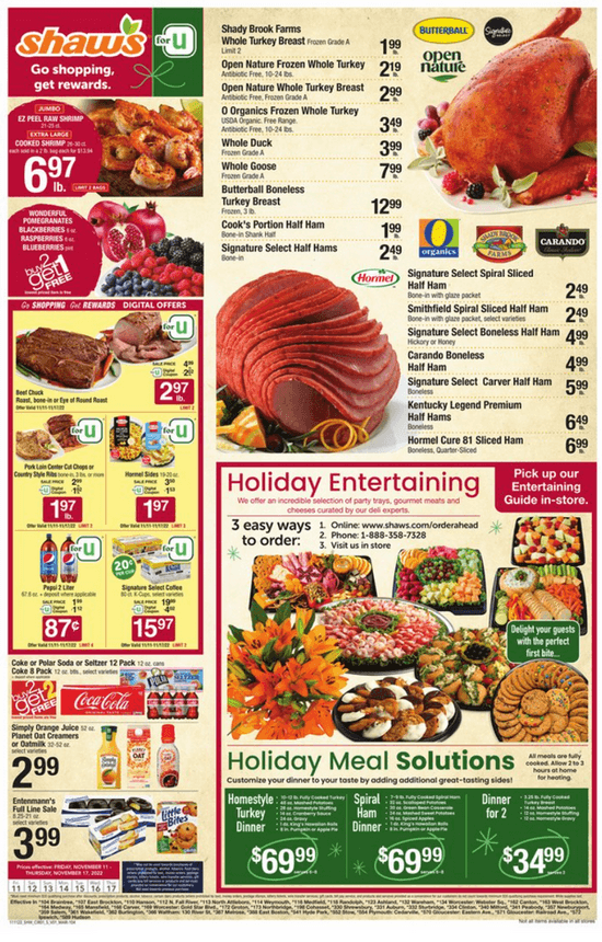 Shaw's Weekly Ad Nov 11 – Nov 17, 2022
