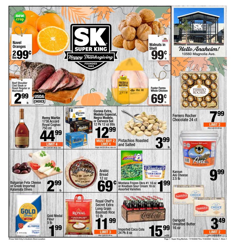 Super King Weekly Ad Nov 16 – Nov 22, 2022 (Thanksgiving Promotion ...