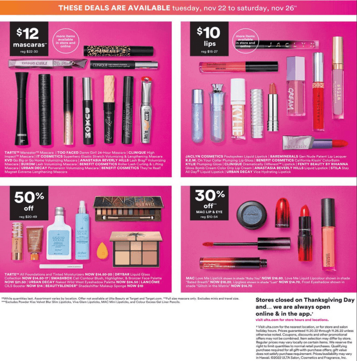 Ulta Beauty Black Friday Sale Nov 20 – Nov 26, 2022
