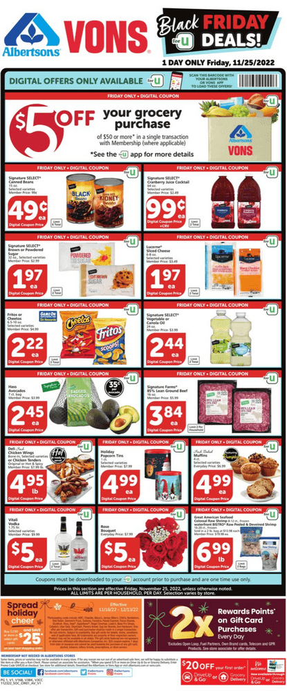 Vons Weekly Flyer Nov 25 – Nov 29, 2022 (Black Friday Promotion Included)