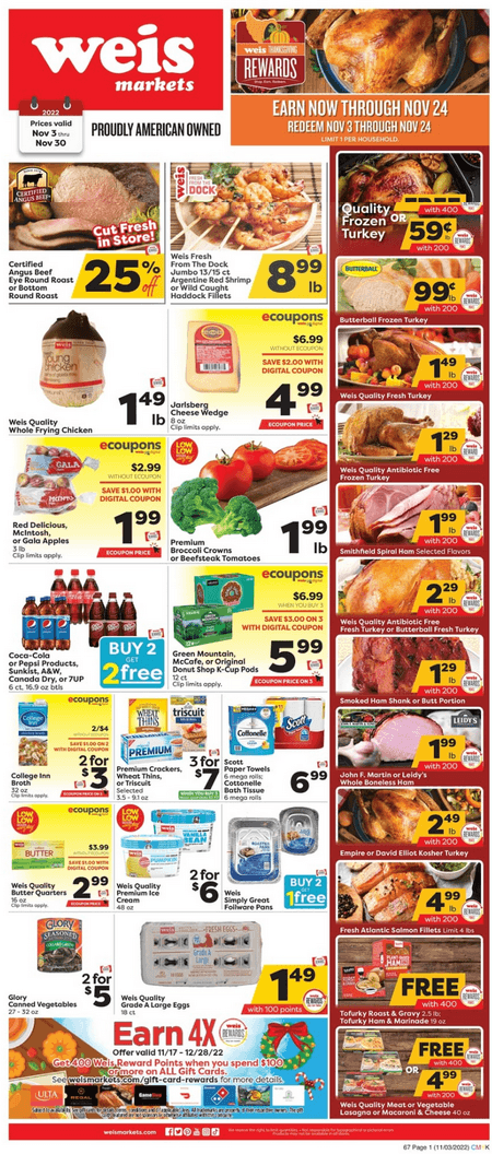 Weis Markets Monthly Sale Nov 03 – Nov 30, 2022