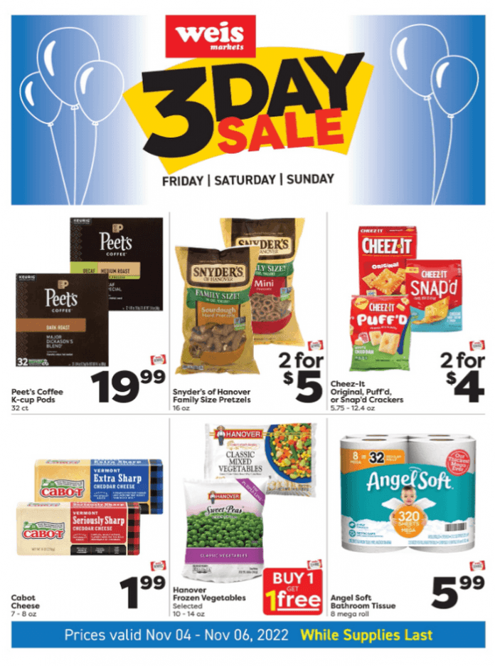 Weis Markets Three Day Ad Nov 04 – Nov 06, 2022