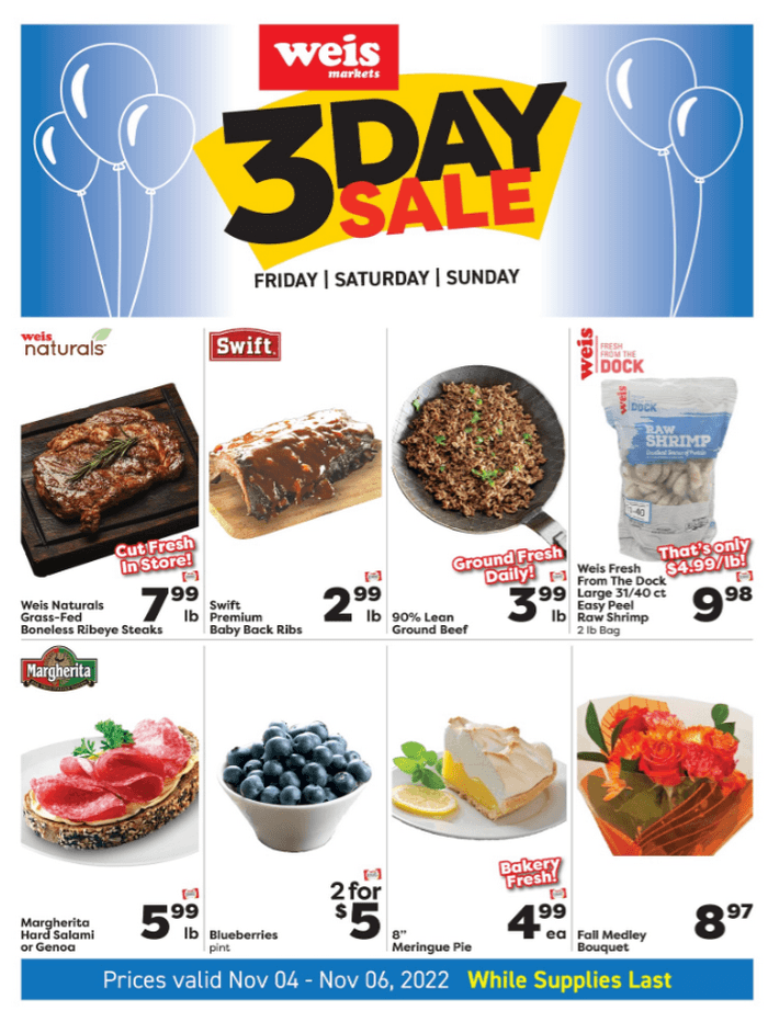 Weis Markets Three Day Ad Nov 04 – Nov 06, 2022