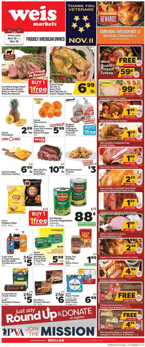 Weis Markets Weekly Sale Nov 10 – Nov 16, 2022