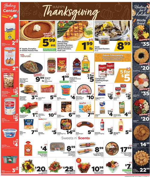 Weis Markets Weekly Sale Nov 17 – Nov 24, 2022 (Thanksgiving Promotion ...
