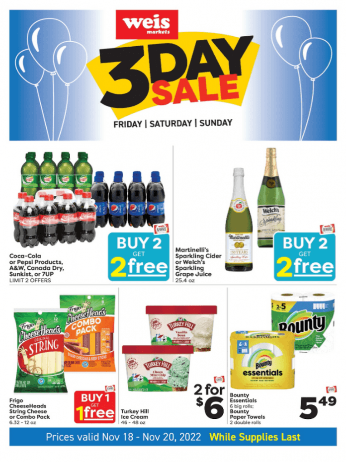Weis Markets Three Day Ad Nov 18 – Nov 20, 2022