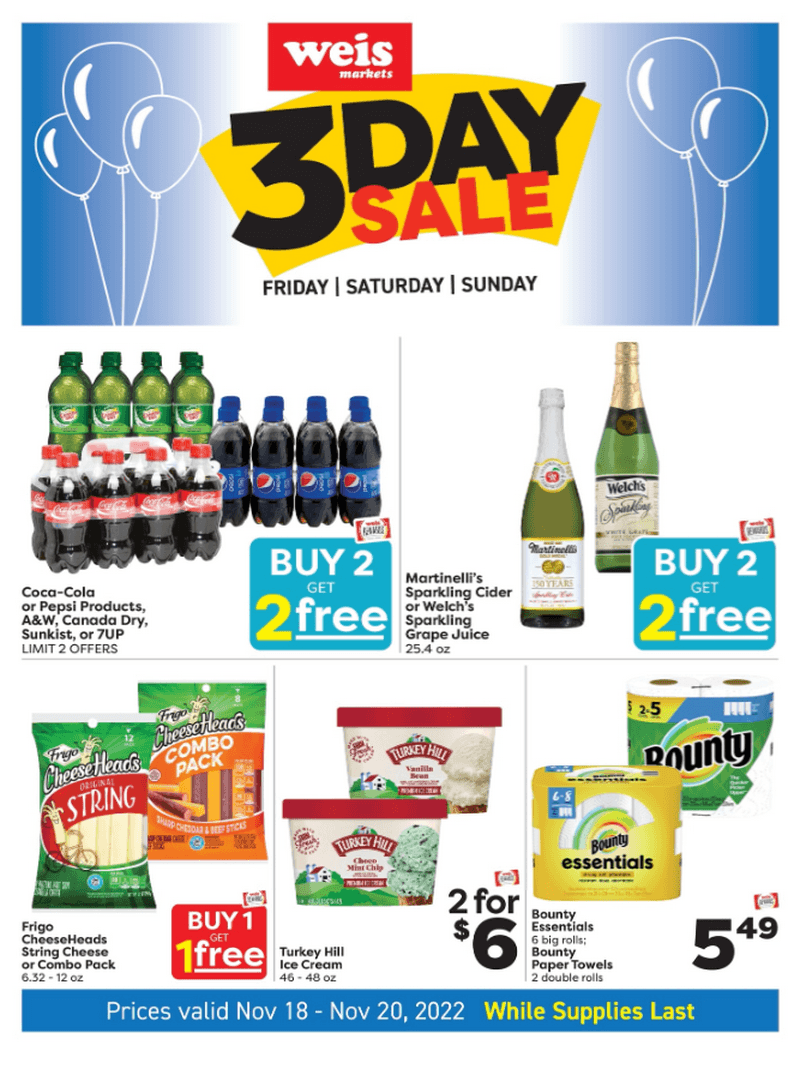 Weis Markets Three Day Ad Nov 18 – Nov 20, 2022