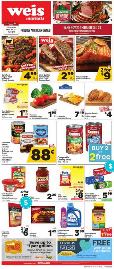 Weis Markets Weekly Sale Nov 25 – Nov 30, 2022