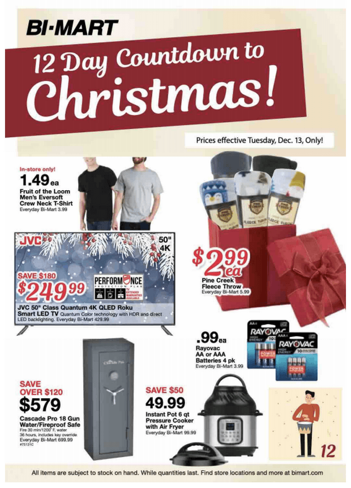 Bi-Mart 12-Day Count Down to Christmas Ad Dec 13, 2022