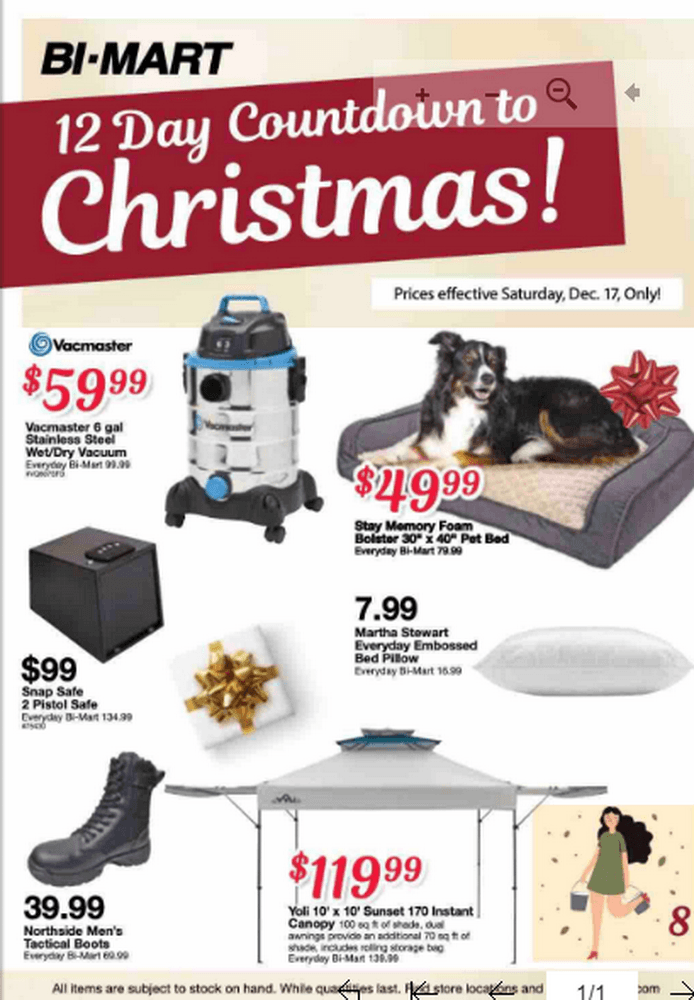 Bi Mart 12-Day Count Down to Christmas Ad Dec 17, 2022