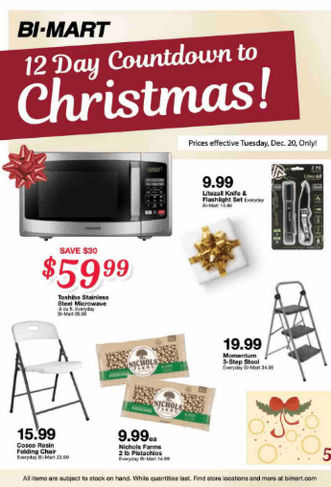 Bi Mart 12-Day Count Down to Christmas Ad Dec 20, 2022