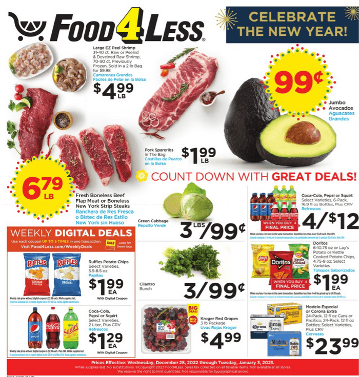 Food 4 Less Weekly Ad Dec 28, 2022 – Jan 03, 2023