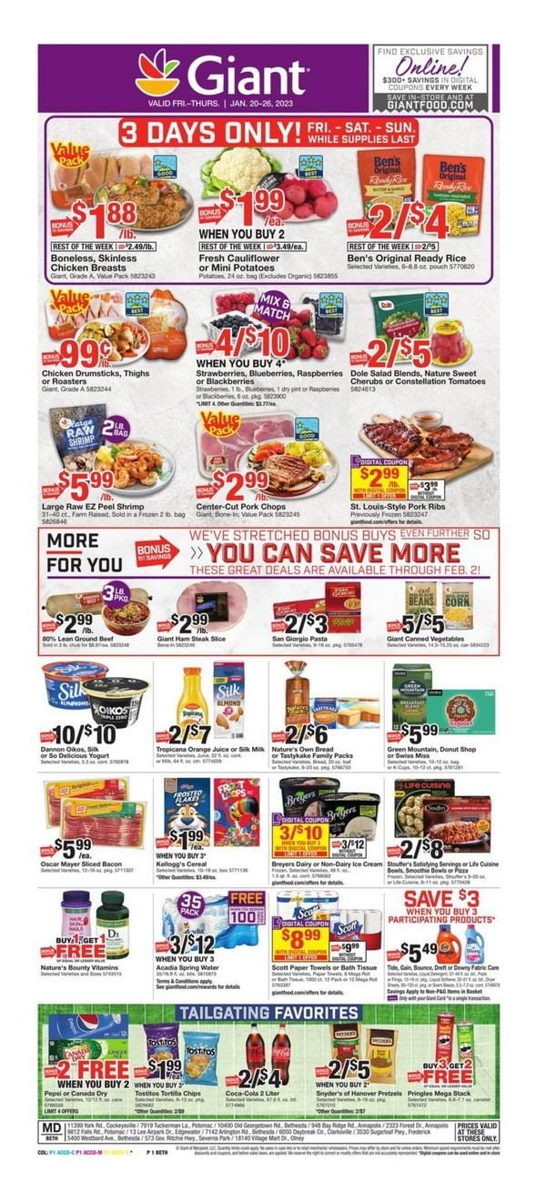 Giant Food Weekly Ad Jan 20 – Jan 26, 2023