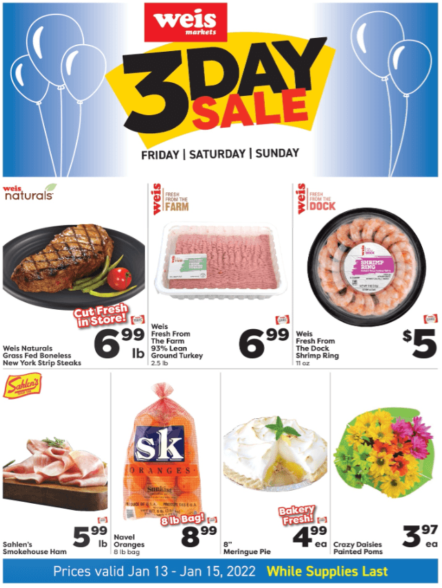 Weis Markets Three Day Ad Jan 13 – Jan 15, 2023