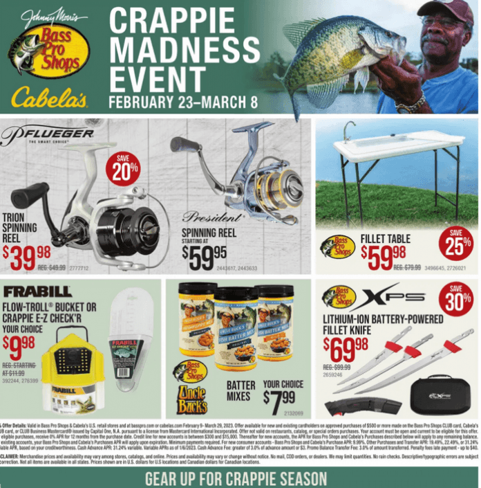 Bass Pro Shops Crappie Madness Event Ad Feb 23 – Mar 8, 2023