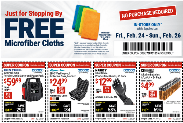 Harbor Freight In-Store Only Weekend Ad Feb 24 – Feb 26, 2023