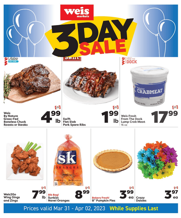 Weis Markets Three Day Ad Mar 31 – Apr 02, 2023