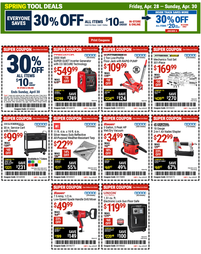 Harbor Freight Coupon Ad Apr 28 – Apr 30, 2023