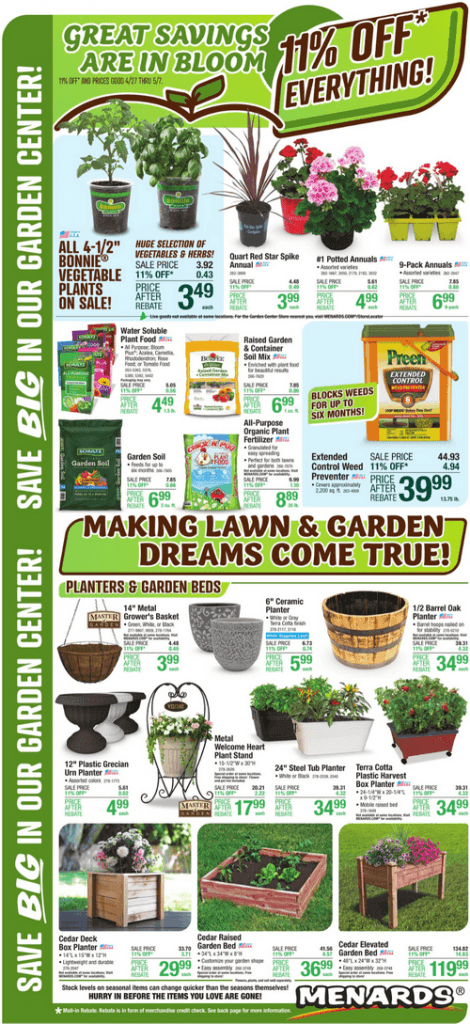 Menards Garden Center Ad Apr 27 – May 07, 2023