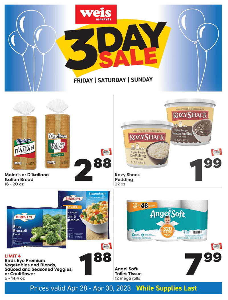 Weis Markets Three Day Ad Apr 28 – Apr 30, 2023