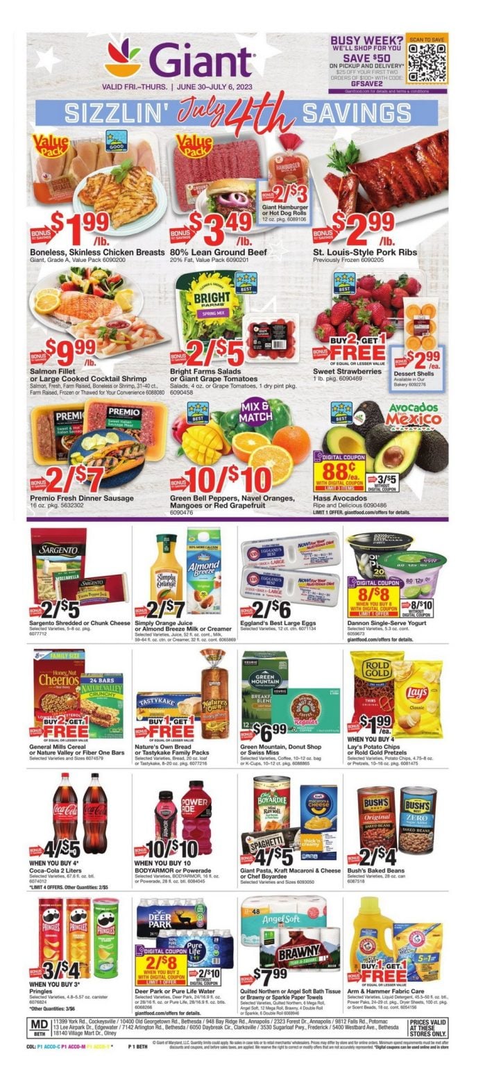 Giant Food Weekly Flyer June 30 – July 06, 2023 (Independence Day Promotion Included)