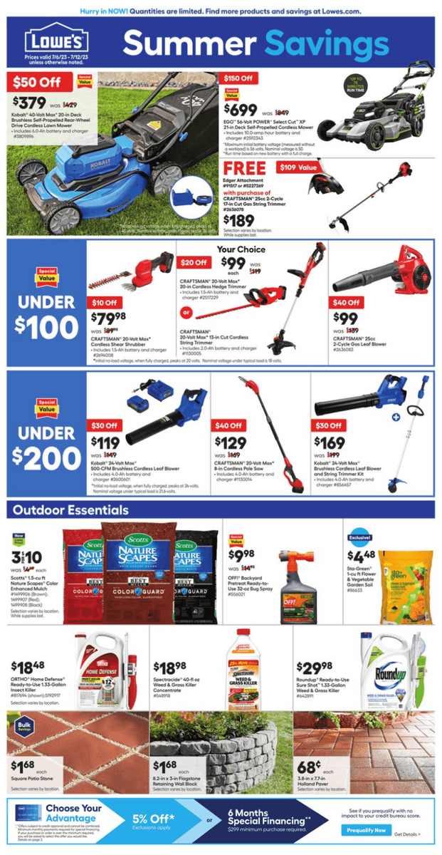 Lowe's Weekly Ad Jul 06 – Jul 12, 2023