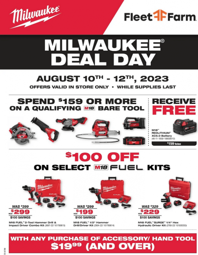 Fleet Farm Milwaukee Deal Day Ad Aug 10 – Aug 12, 2023