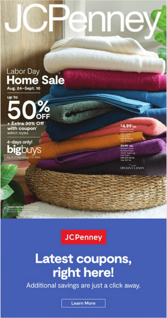 JCPenney Labor Day Home Sale Aug 24 – Sep 10, 2023