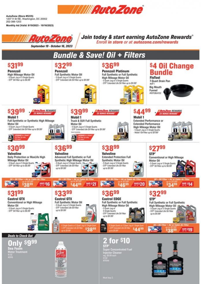 AutoZone Monthly Ad Sep 19 – Oct 16, 2023