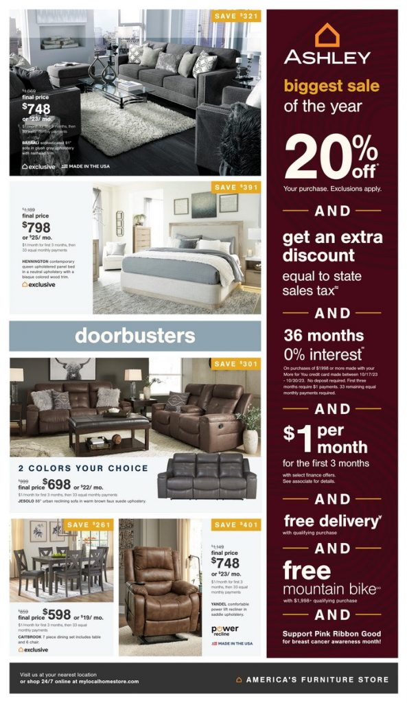 Ashley Furniture HomeStore Weekly Ad Oct 17 – Oct 30, 2023