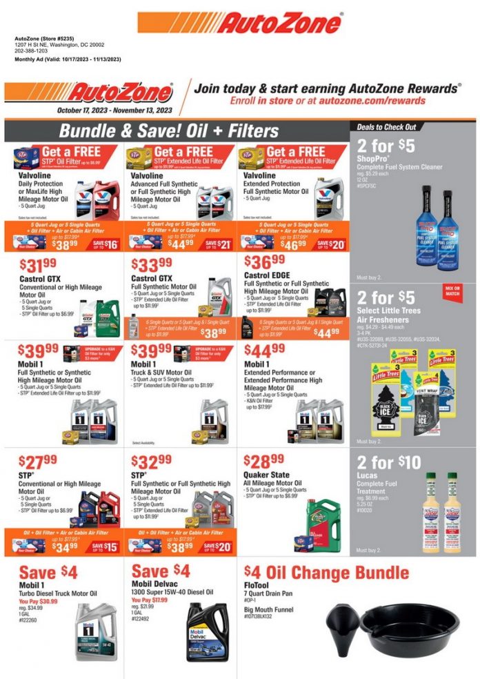 AutoZone Monthly Ad Oct 17 – Nov 13, 2023