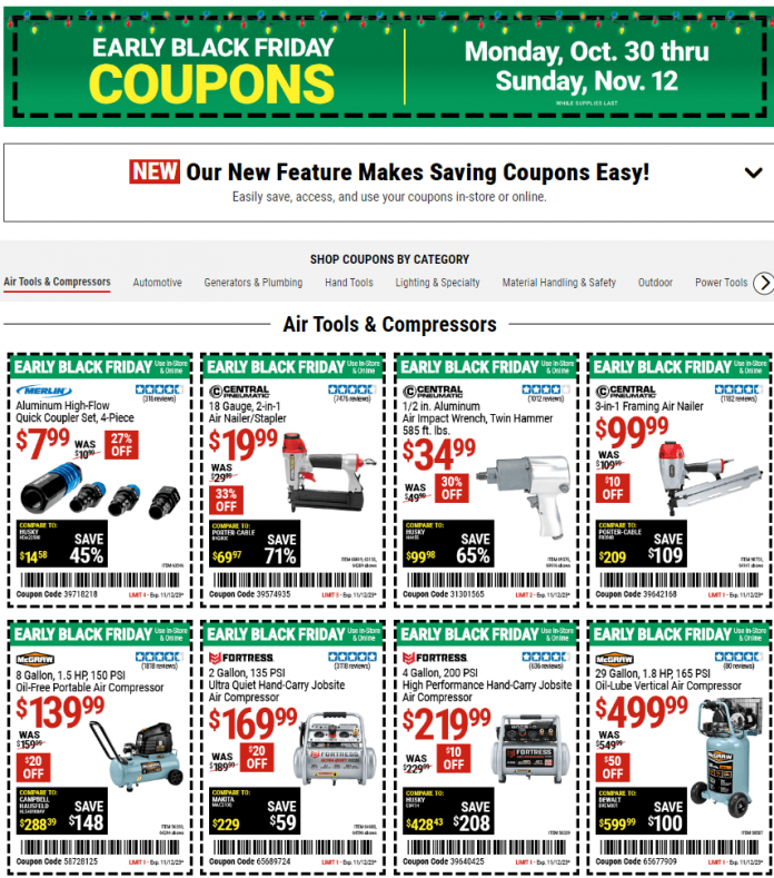 Harbor Freight Early Black Friday Coupon Sale Oct 30 – Nov 12, 2023
