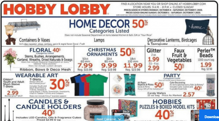 Hobby Lobby Weekly Ad Oct 01 – Oct 07, 2023 Hobby Lobby Weekly Ad Oct 01 – Oct 07, 2023
