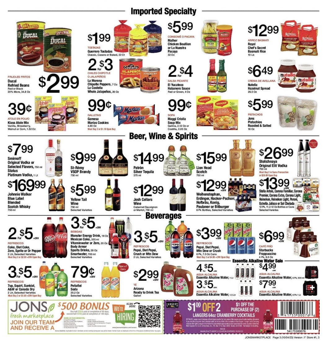 Jons Weekly Ad Oct 04 – Oct 10, 2023