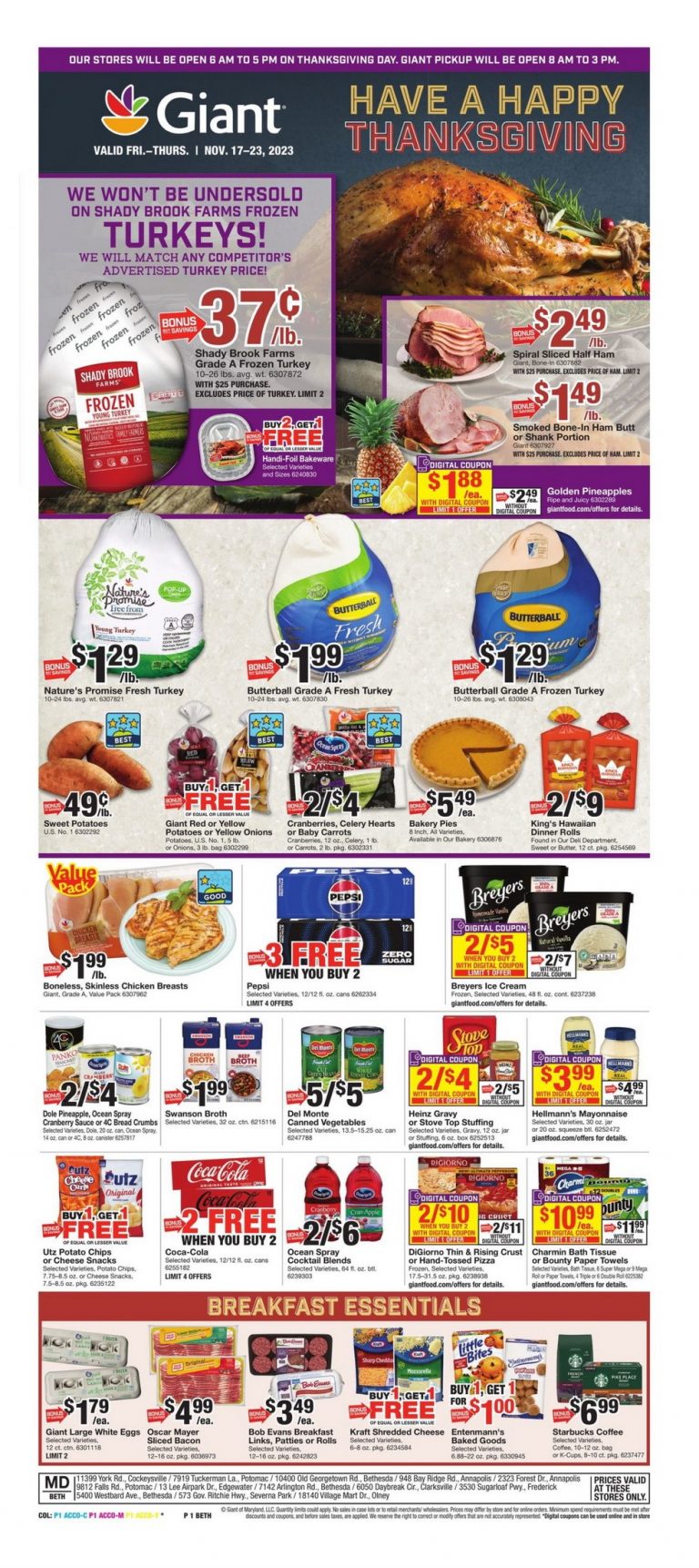 Giant Food Happy Thanksgiving Ad Nov 17 – Nov 23, 2023