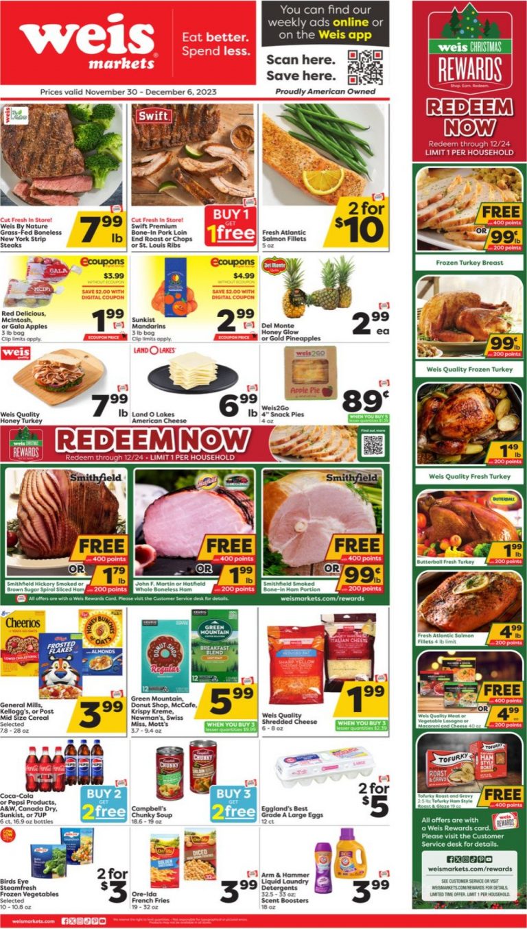 Weis Markets Weekly Ad Nov 30 – Dec 06, 2023
